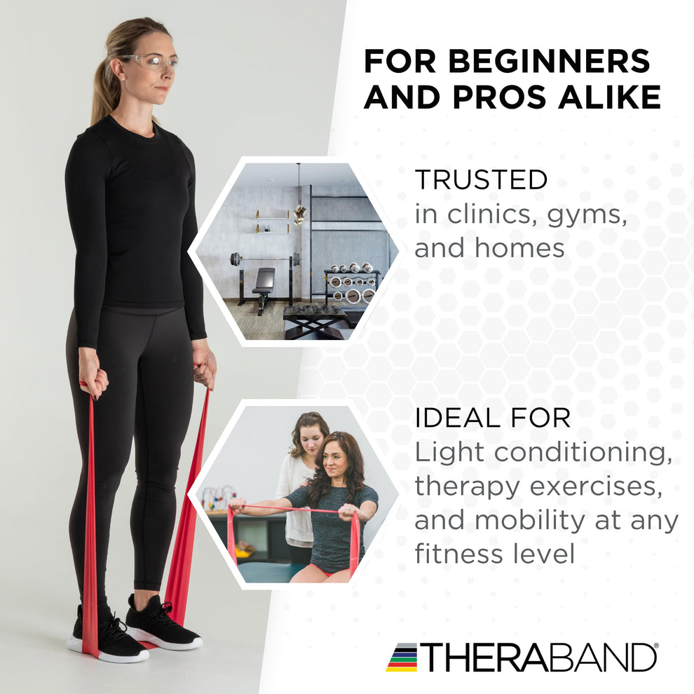 THERABAND Resistance Band, Red, Medium, 25-Yard Roll, Latex-Free, Elas ...